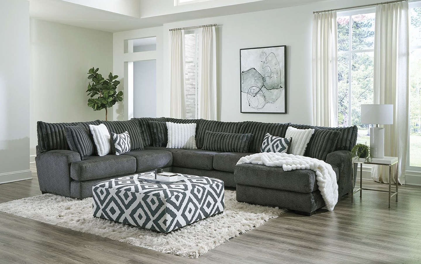 Mondo Gun Metal Sectional - Furniture Depots